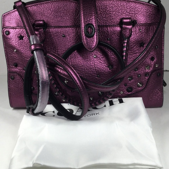 Coach | Bags | Coach Metallic Mauve Leather Mercer 24 Satchel | Poshmark